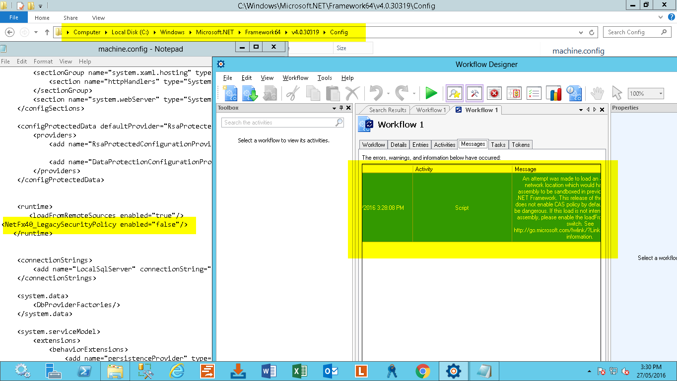 Workflow Script Action Error Net Framework Does Not Enable Cas Policy By Default Laserfiche 7749