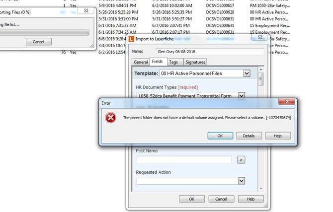 User Is Getting An Error When Trying To Drag And Drop Pdf Into Folder Laserfiche Answers