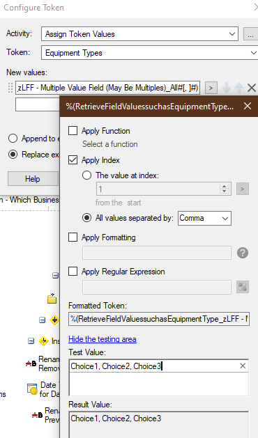 Token Editor Using Apply Index For All Values Separated By A Comma To Get Multiple Values For