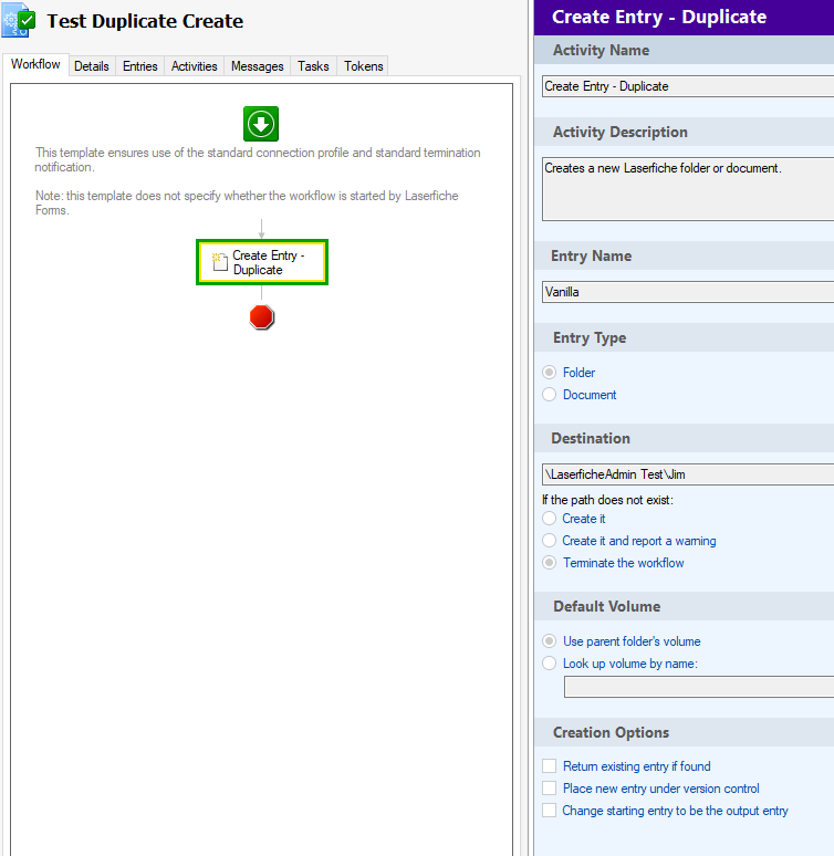 Workflow Create Entry Activity For A Folder Undocumented Functionality Laserfiche Answers