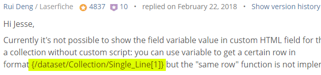 Custom Html Use Row From Collection Or Table Laserfiche Answers