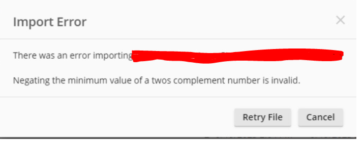 Error Uploading File To Web Client Negating The Minimum Value Of A Twos Compement Number Is