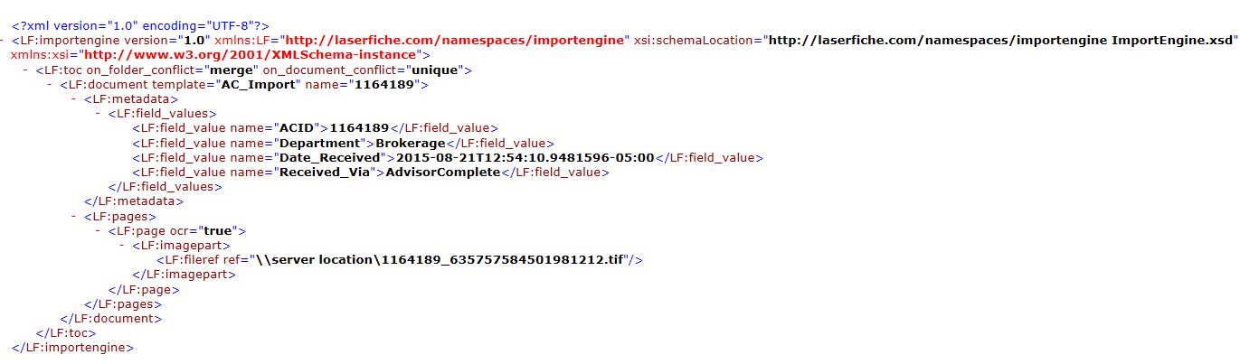 Import Agent XML List File And OCR Laserfiche Answers